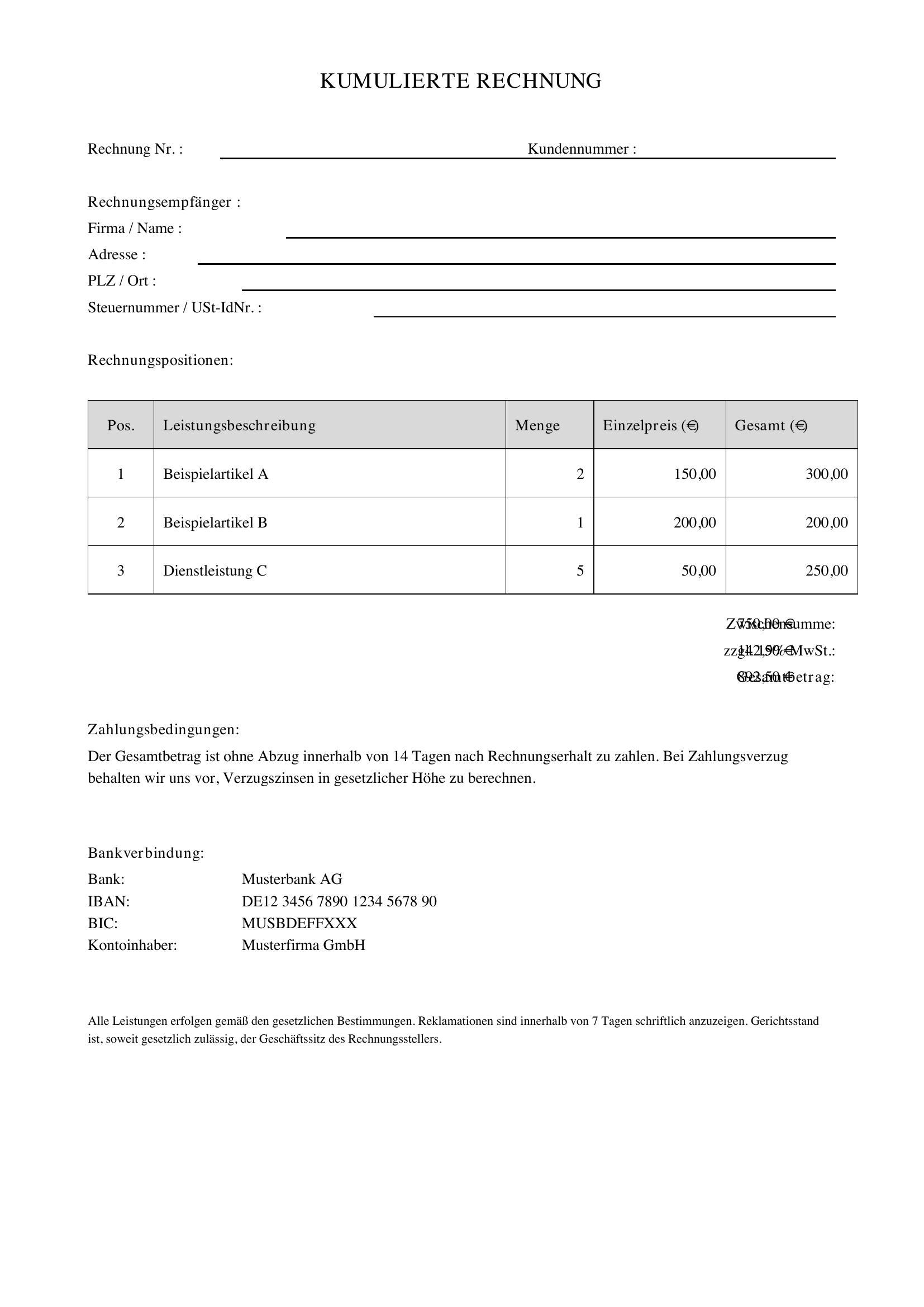 Kumulative Rechnung